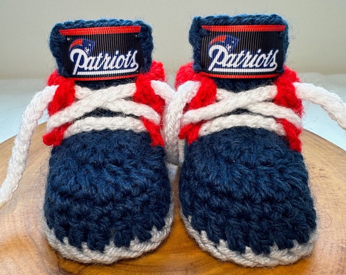 New England Patriots Baby Booties Shoes Slippers Boots Size Newborn-6 ...