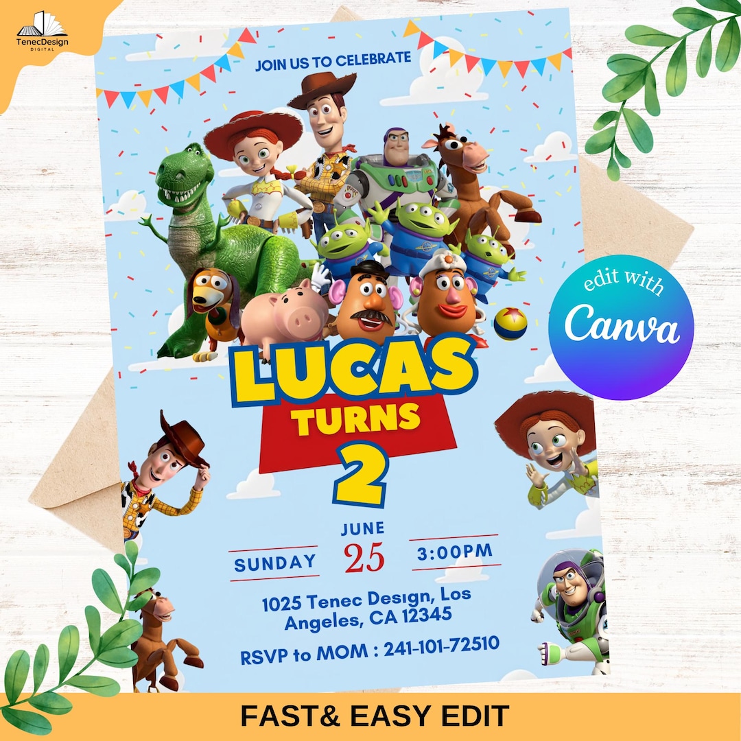 Invitación de cumpleaños de Toy Story: Invitaciones editables para ...