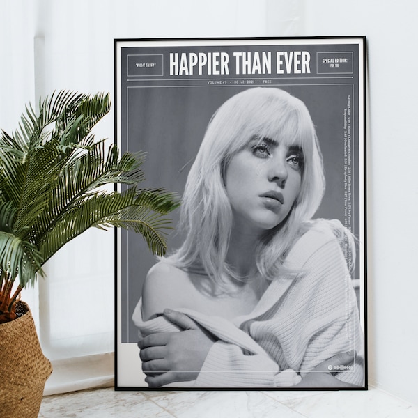 Billie Eilish Poster Happier Than Ever Framed - Etsy
