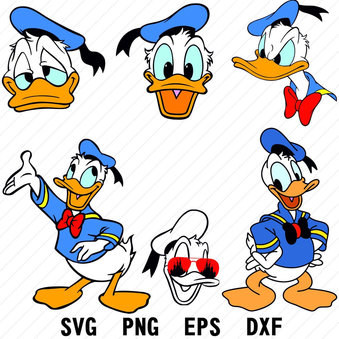 Donald Duck SVG-Bundle | Lustige Cartoon Enten-Gesichter | PNG EPS Dxf ...