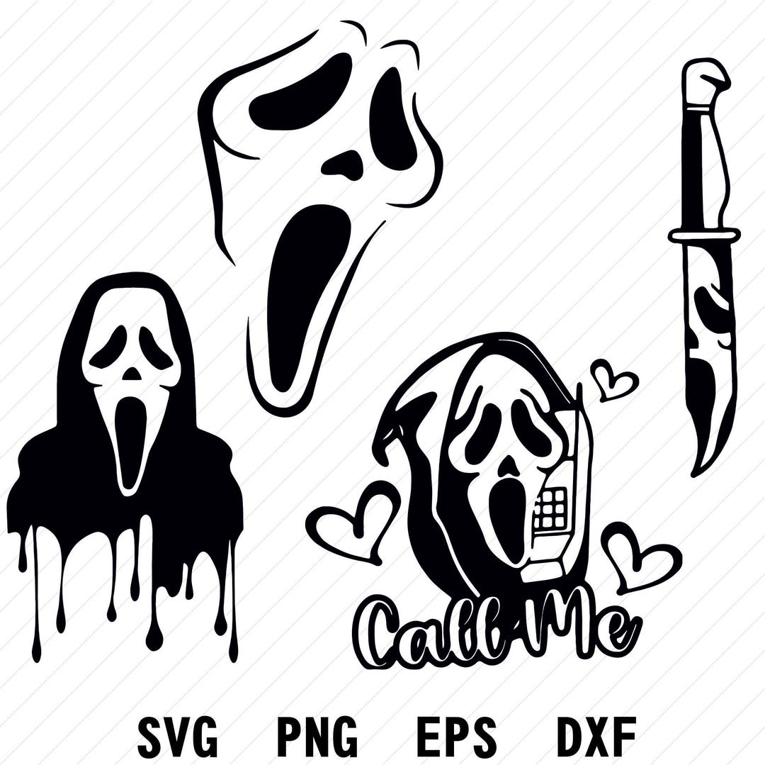 Scary Face Svg Bundle | Horror Mask Clipart | Halloween Knife Cut Files ...