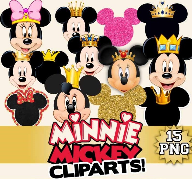 Mickey Minnie Head Royalty PNG Bundle - Etsy