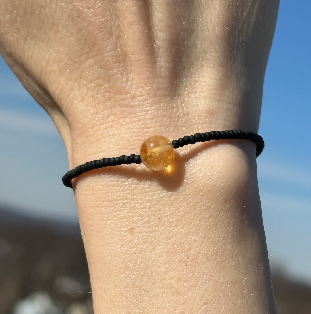 November - Citrine - Japanese Glass Seed Bead Stretch Bracelet Handmade ...