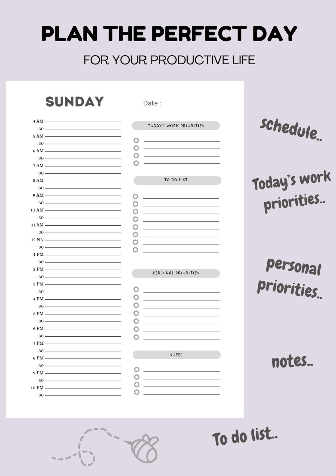 Work From Home Planner, Personal Daily Planner, Daily Hourly Planner ...