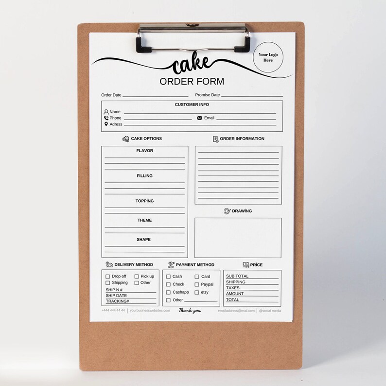 Cake Order Form Editable, Bakery Order Form Printable, Small Business Forms, Order Form CANVA ...