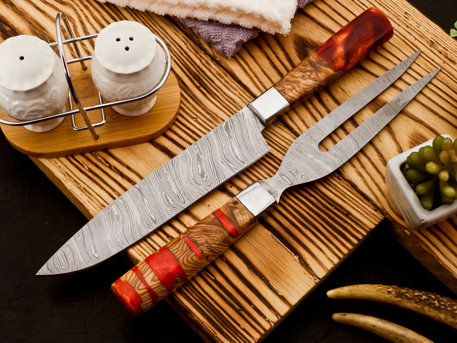Hand Forged D2 Steel Chef / Kitchen Knife Set of 5 Pc With Leather ...