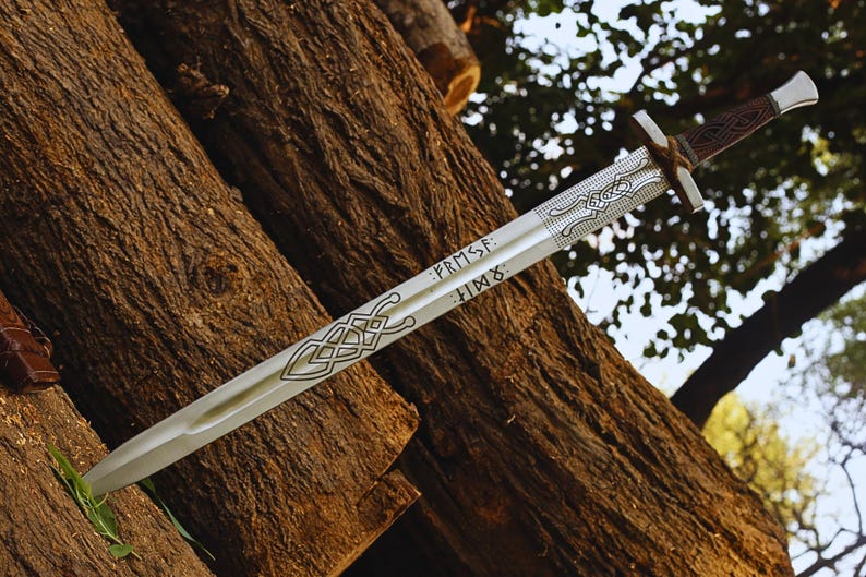 Hand Forged Castle Keep Viking Sword , Viking Sword With Scabbard ...