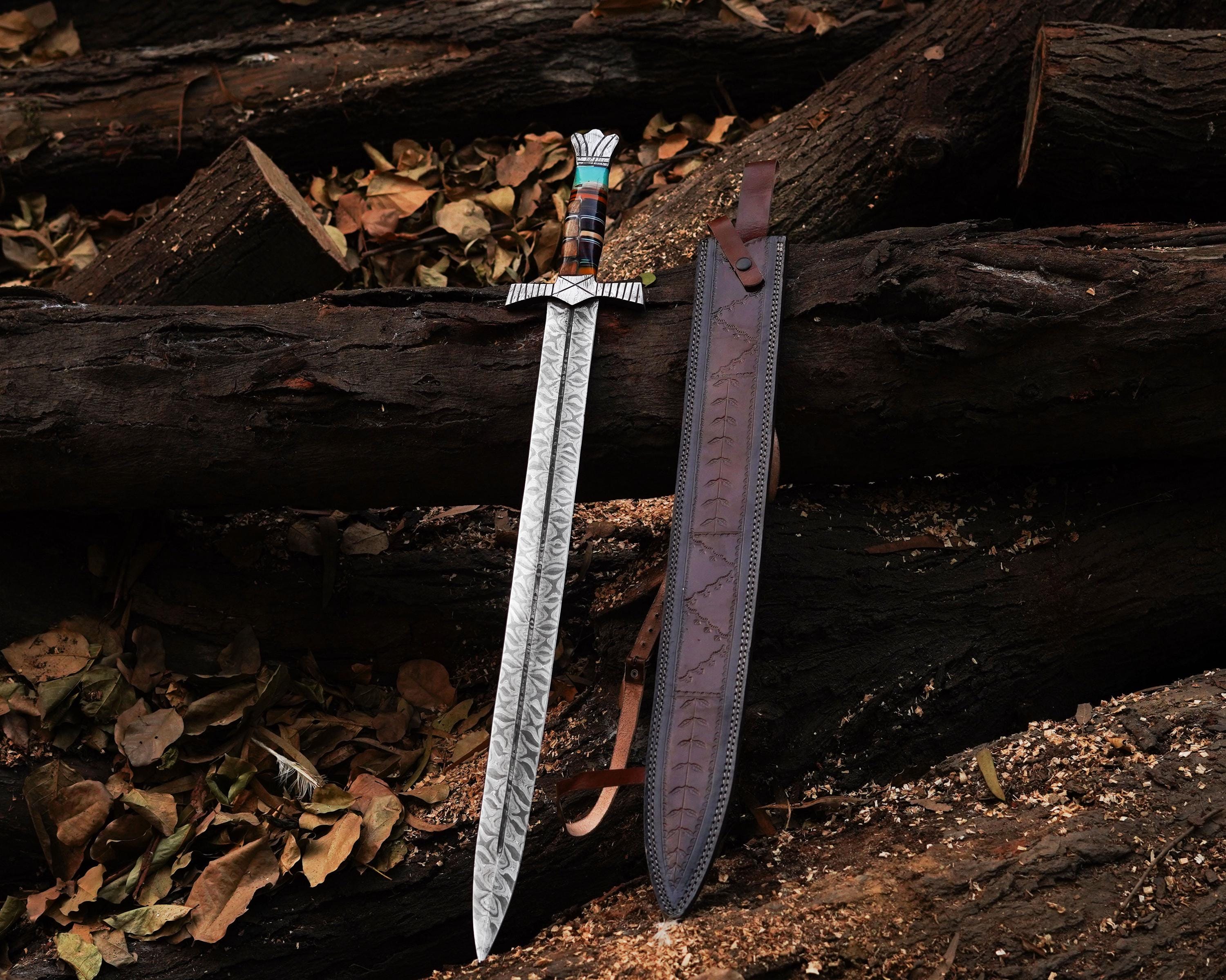 Medieval Custom Hand Forged Damascus Steel Best Mens Gift Viking Sword ...