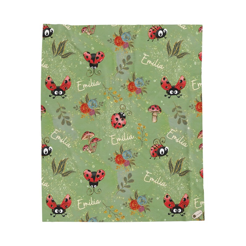 Personalized Ladybug Blanket, Ladybug Floral Blanket, Custom Name Soft ...