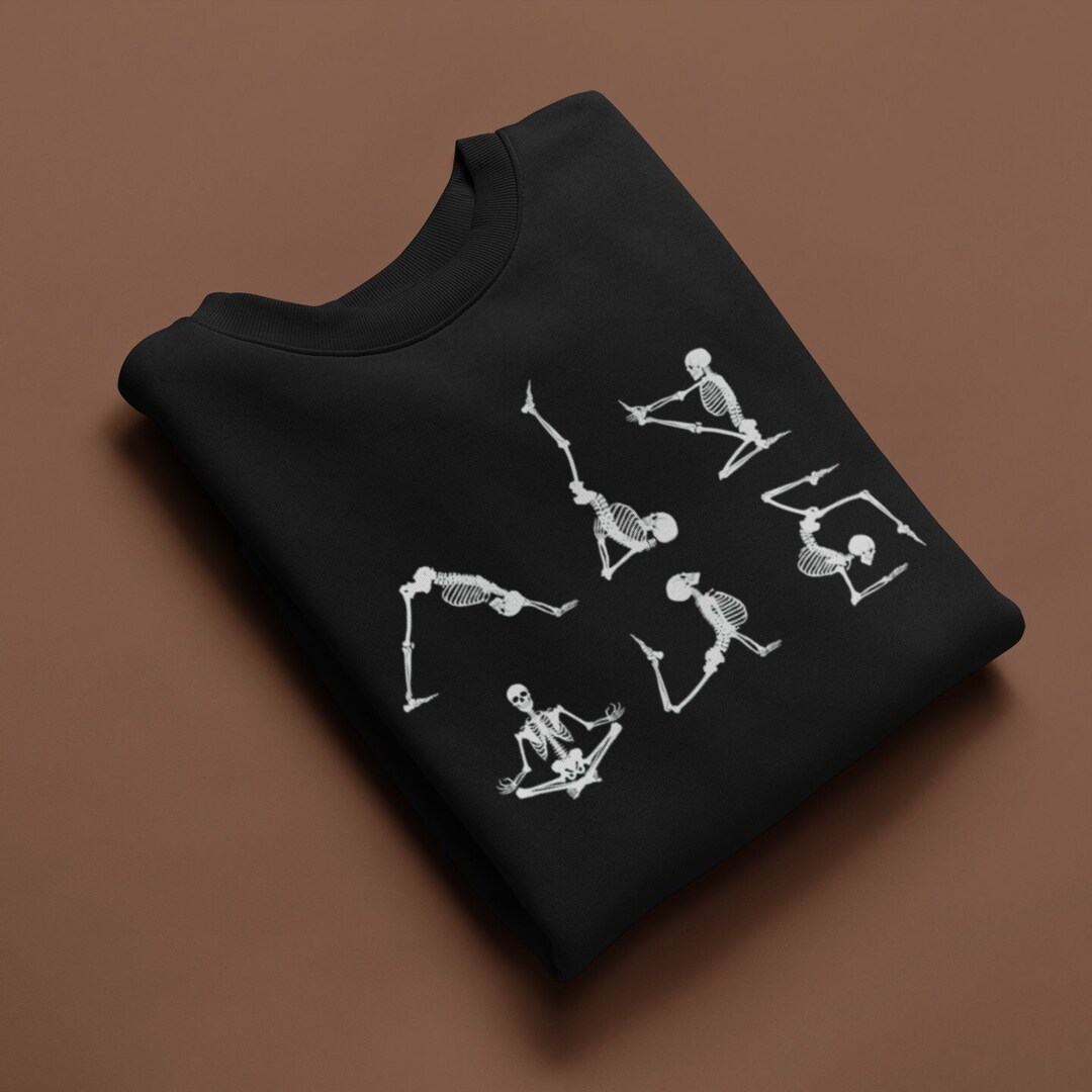 Skeleton Yoga Poses Sweater, Cute Halloween Sweater, Halloween Apparel ...