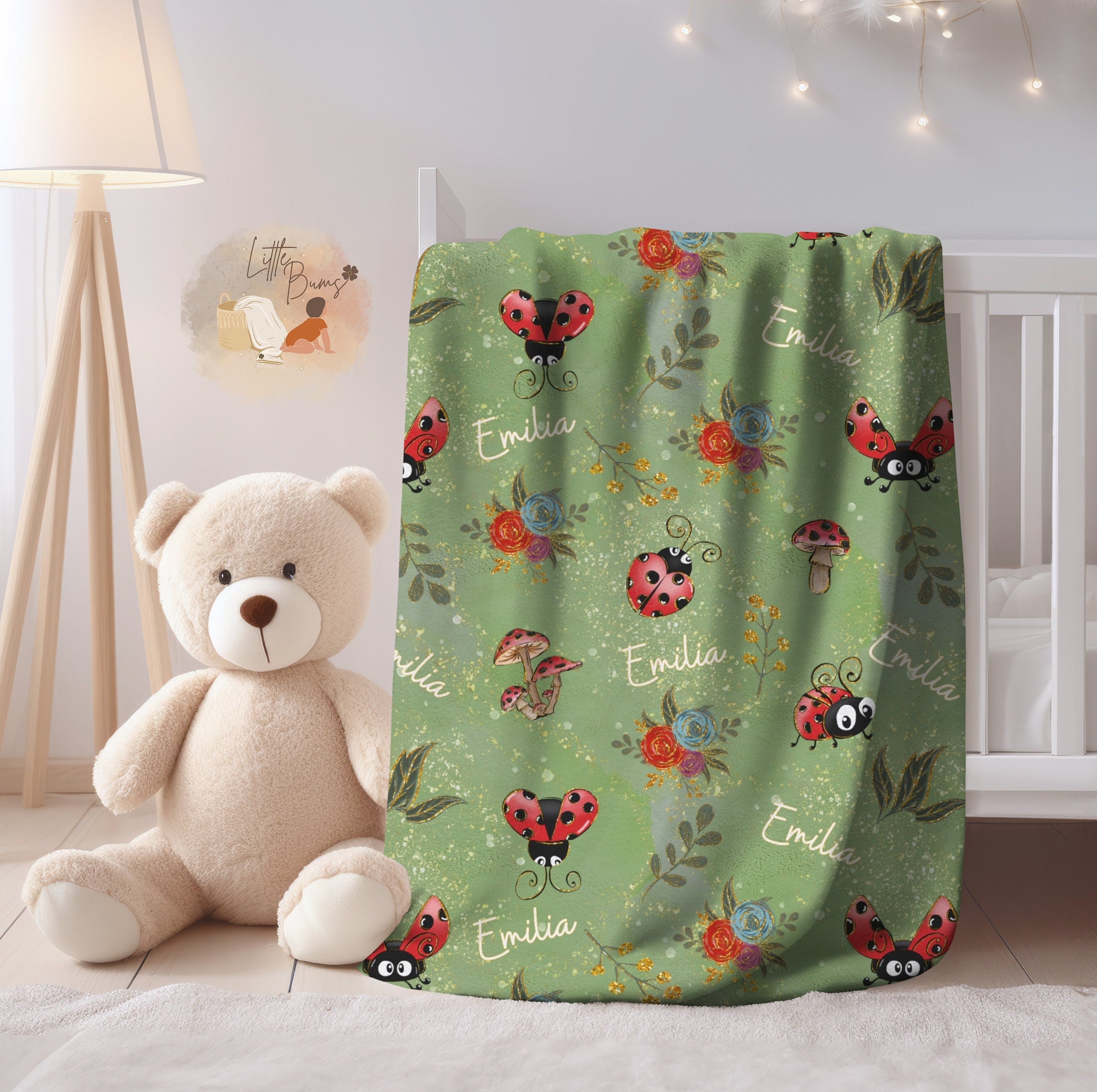 Personalized Ladybug Blanket, Ladybug Floral Blanket, Custom Name Soft ...
