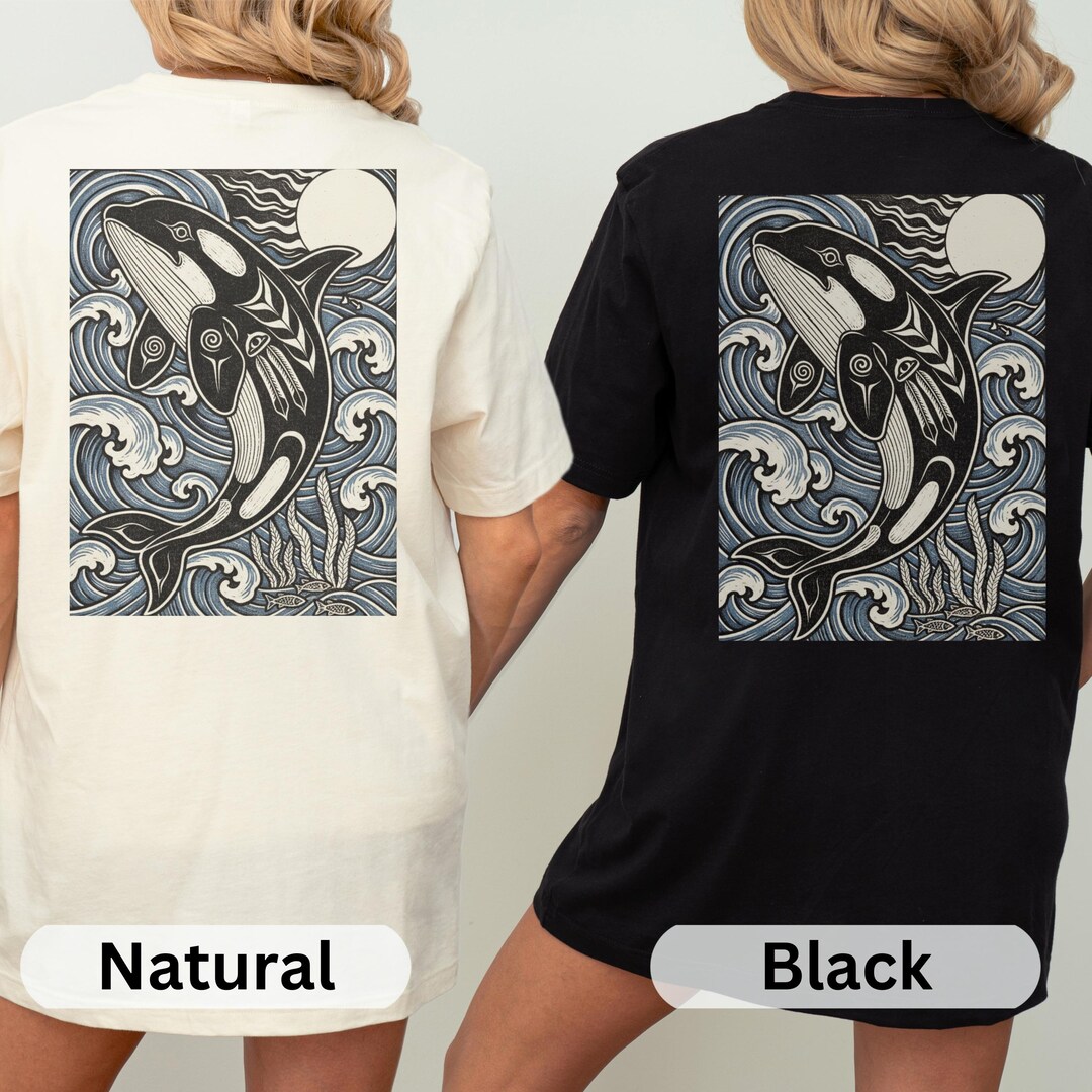 Faux Linocut Orca Shirt Coconut Girl Orca T-shirt Respect the Ocean ...