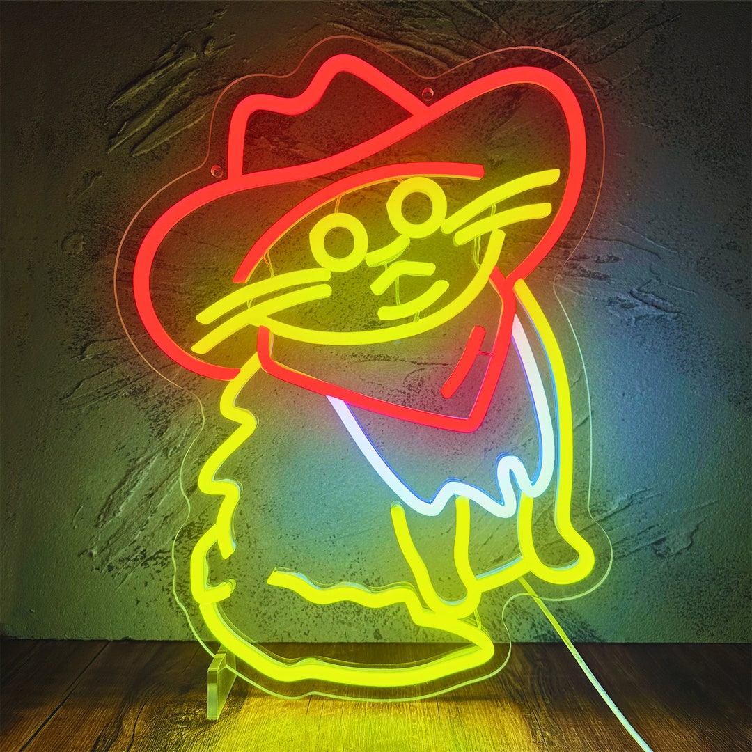 Cowboy Hat LED Neon Sign Meowdy With Cowboy Hat Chubby Cat - Etsy