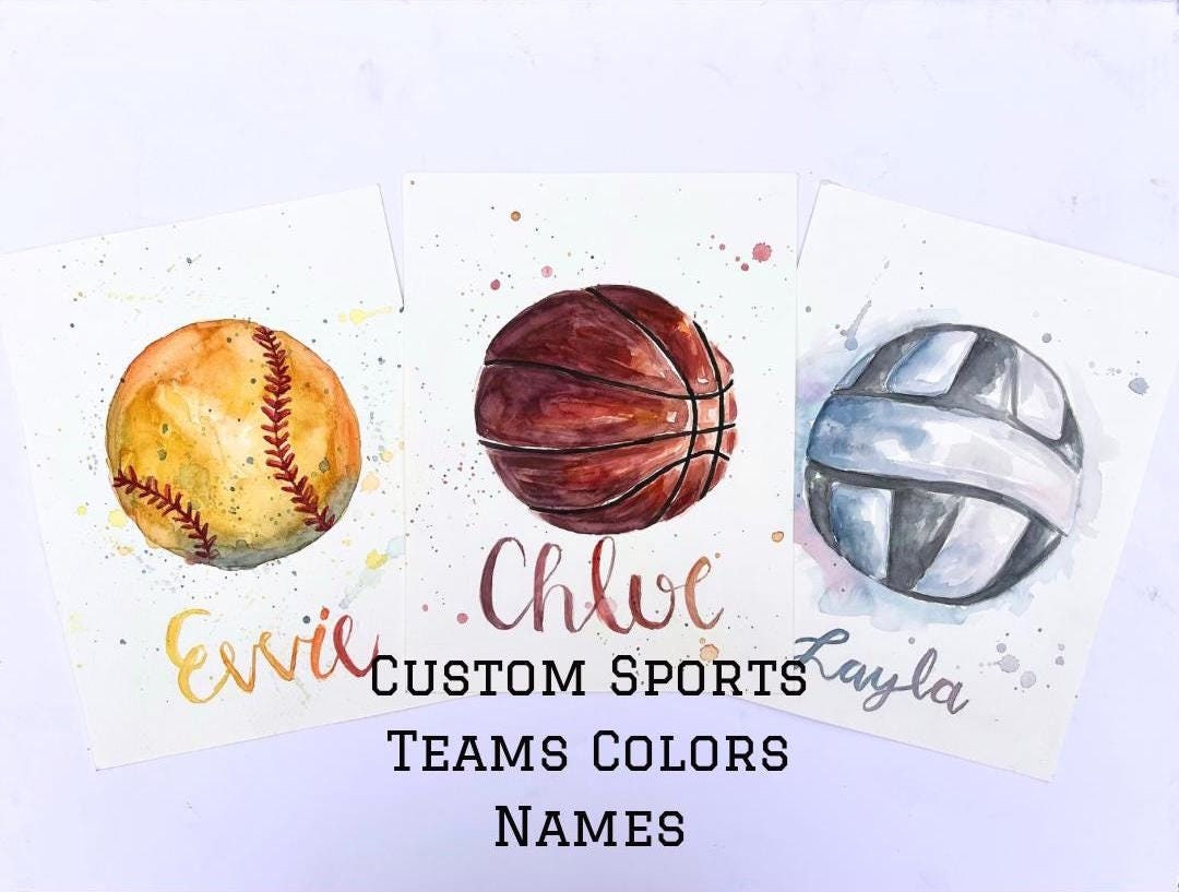 Custom Sports Name Sign Basketball Painting Softball Sign Volleyball ...