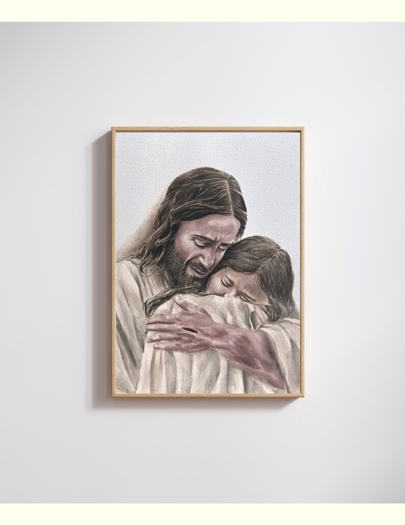 Jesus Hugging Child, Digital Painting Print Bible Verse, Instant ...