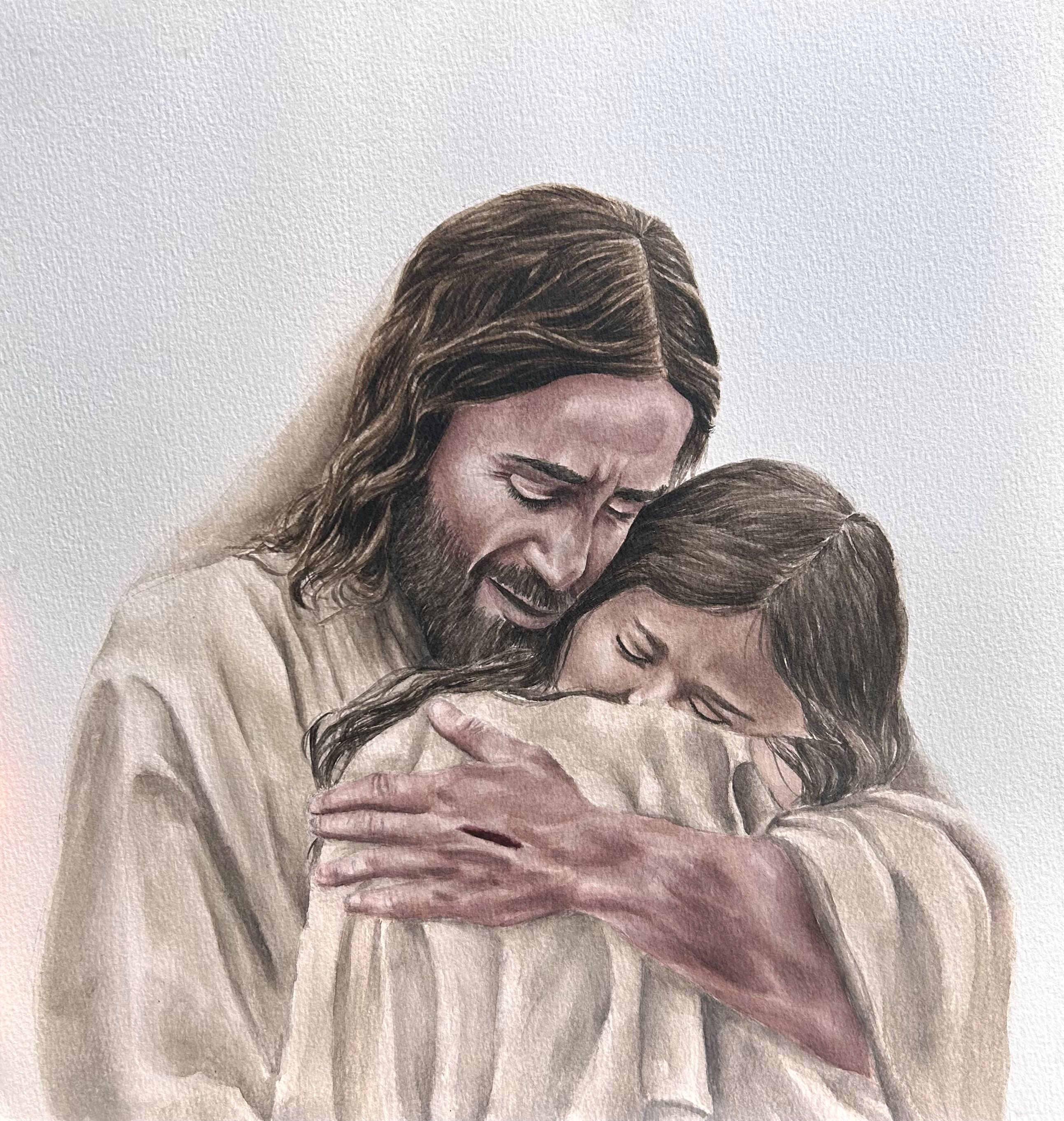 Jesus Hugging Child, Digital Painting Print Bible Verse, Instant ...
