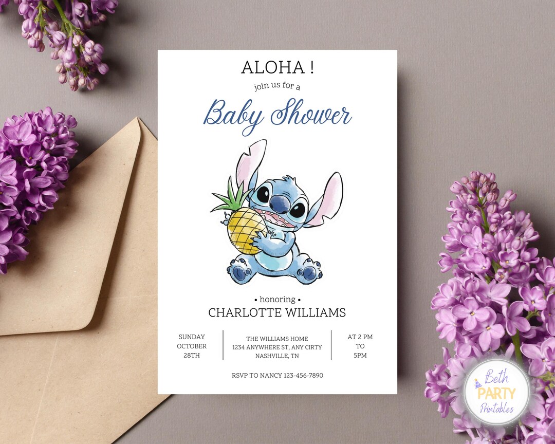 Personalized Stitch Baby Shower Invitation, Stitch Baby Shower Invite ...