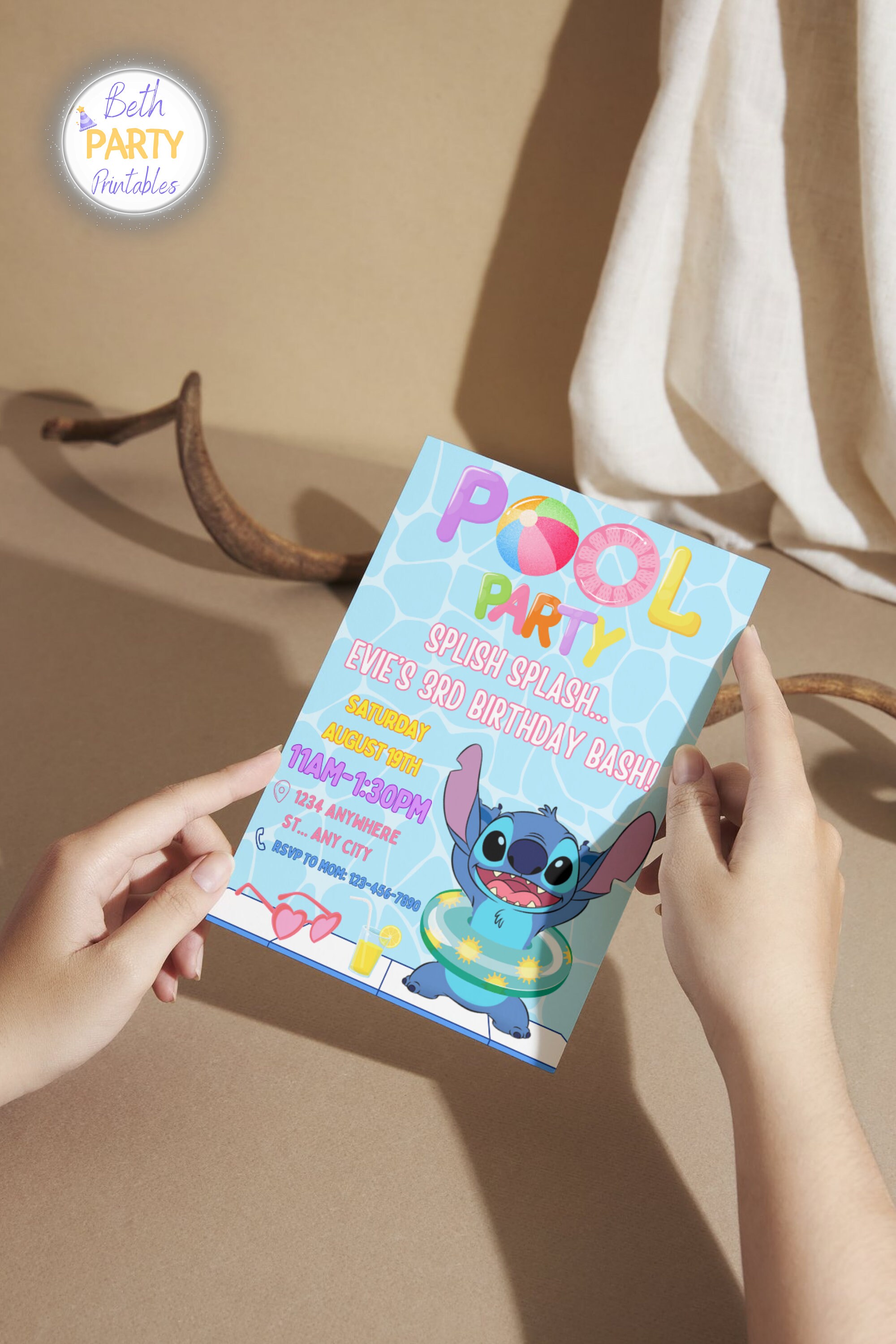 Personalized Stitch Birthday Pool Party Invitation, Stitch Birthday ...