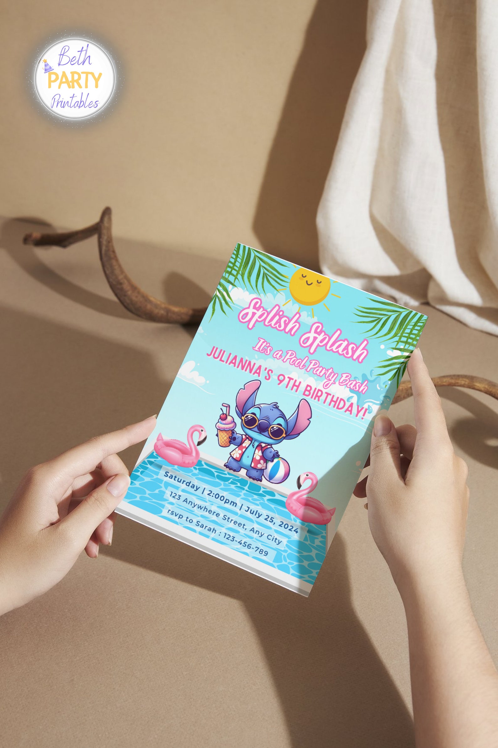 Personalized Stitch Birthday Pool Party Invitation, Stitch Birthday ...