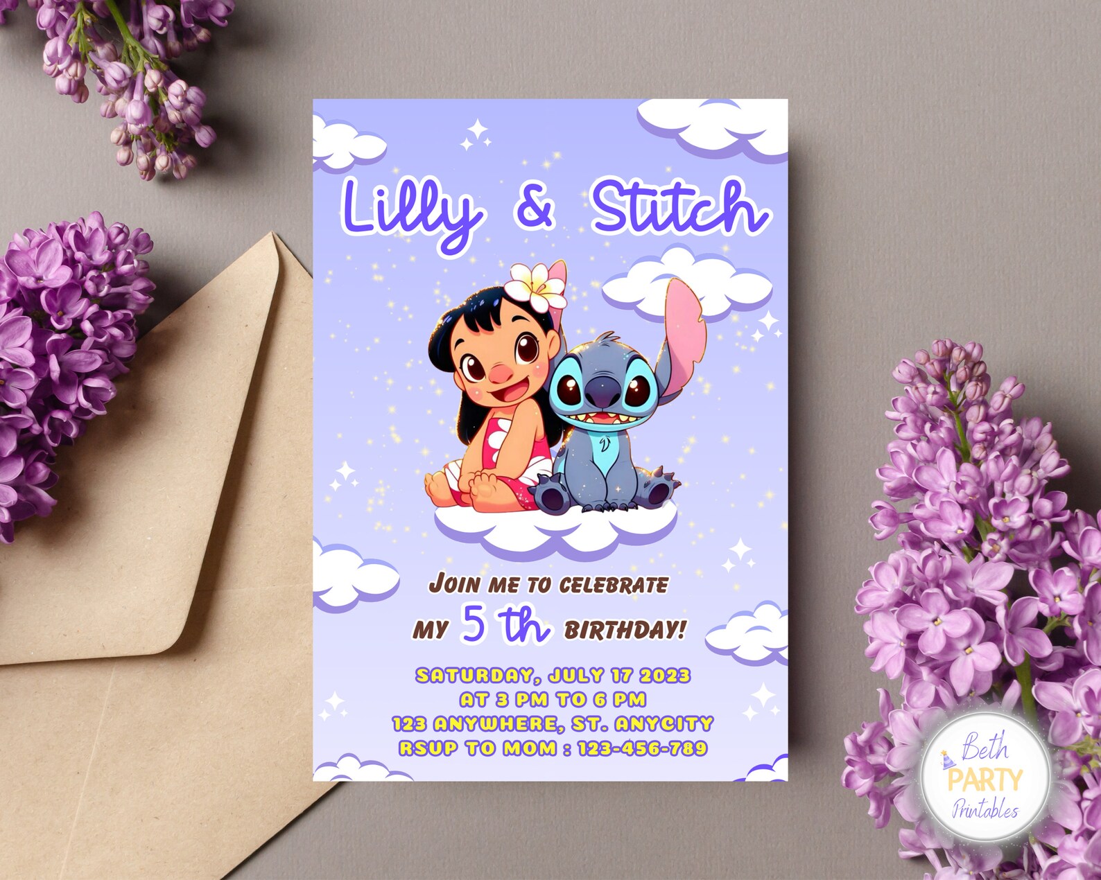 Stitch Birthday Party Invitation, Personalized Stitch Birthday ...