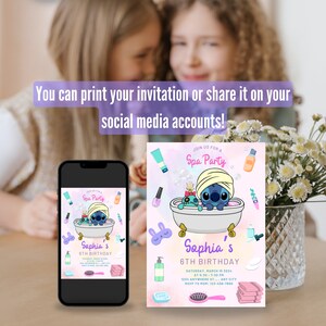 Personalized Stitch Spa Party Invitation, Stitch Birthday Spa Party ...