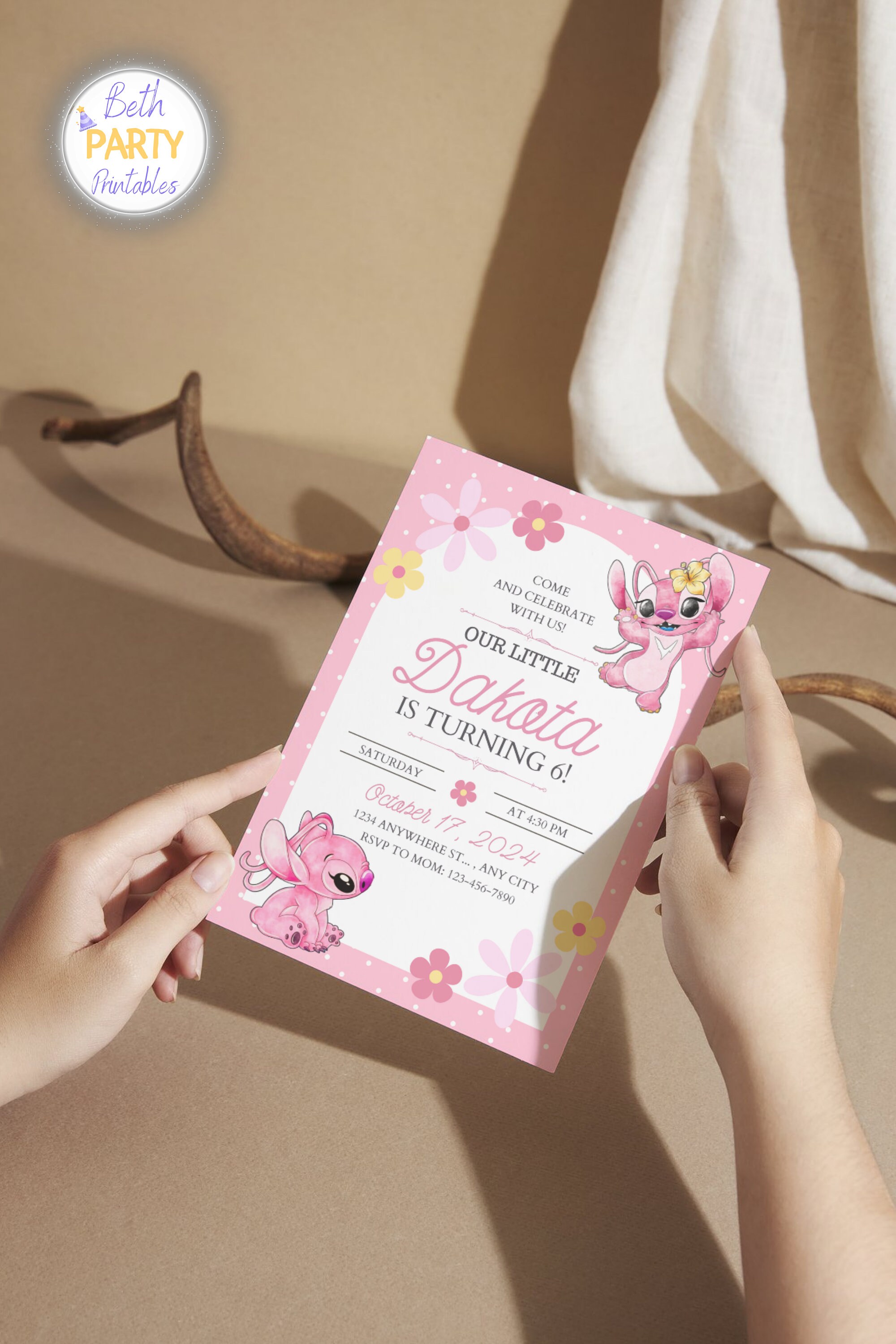 Angel Stitch Birthday Party Invitation, Personalized Angel Birthday ...