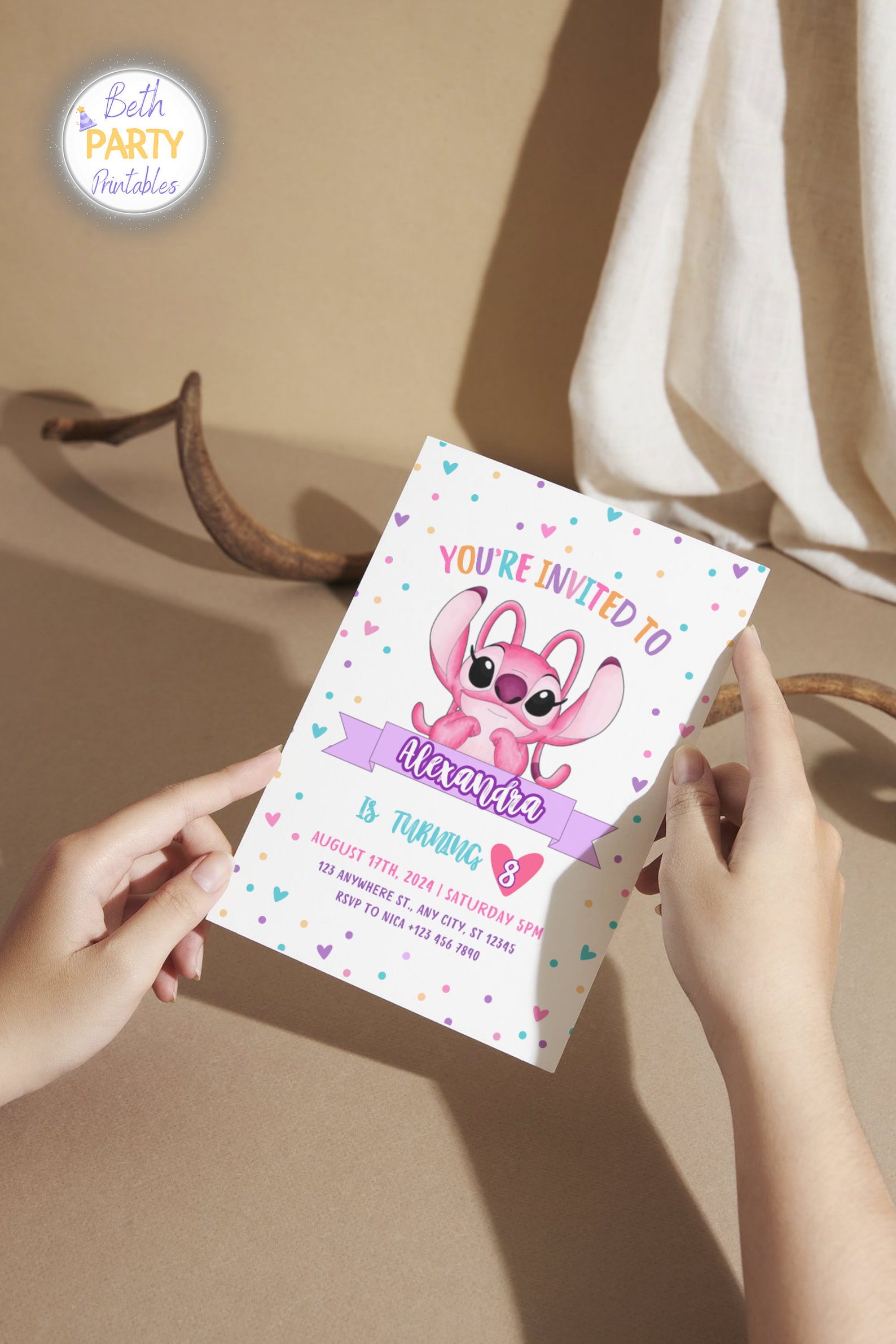 Angel Stitch Birthday Party Invitation, Personalized Angel Birthday ...