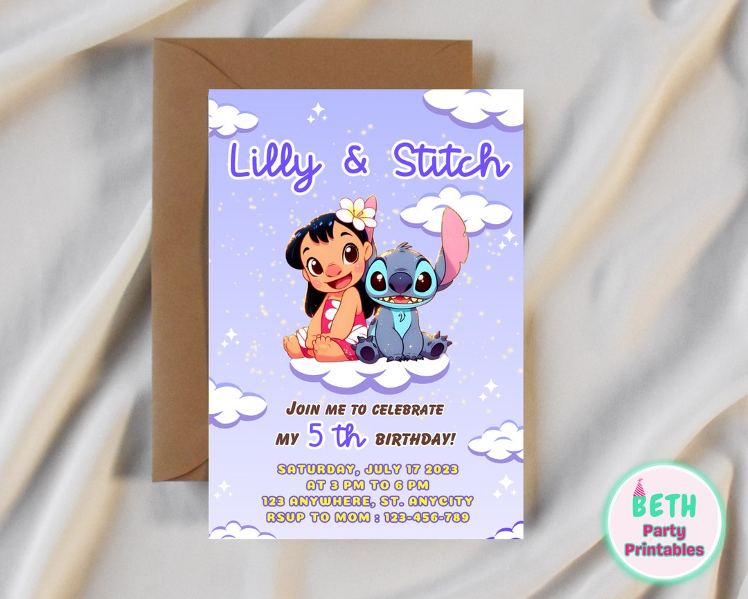 Stitch Birthday Party Invitation, Personalized Stitch Birthday ...