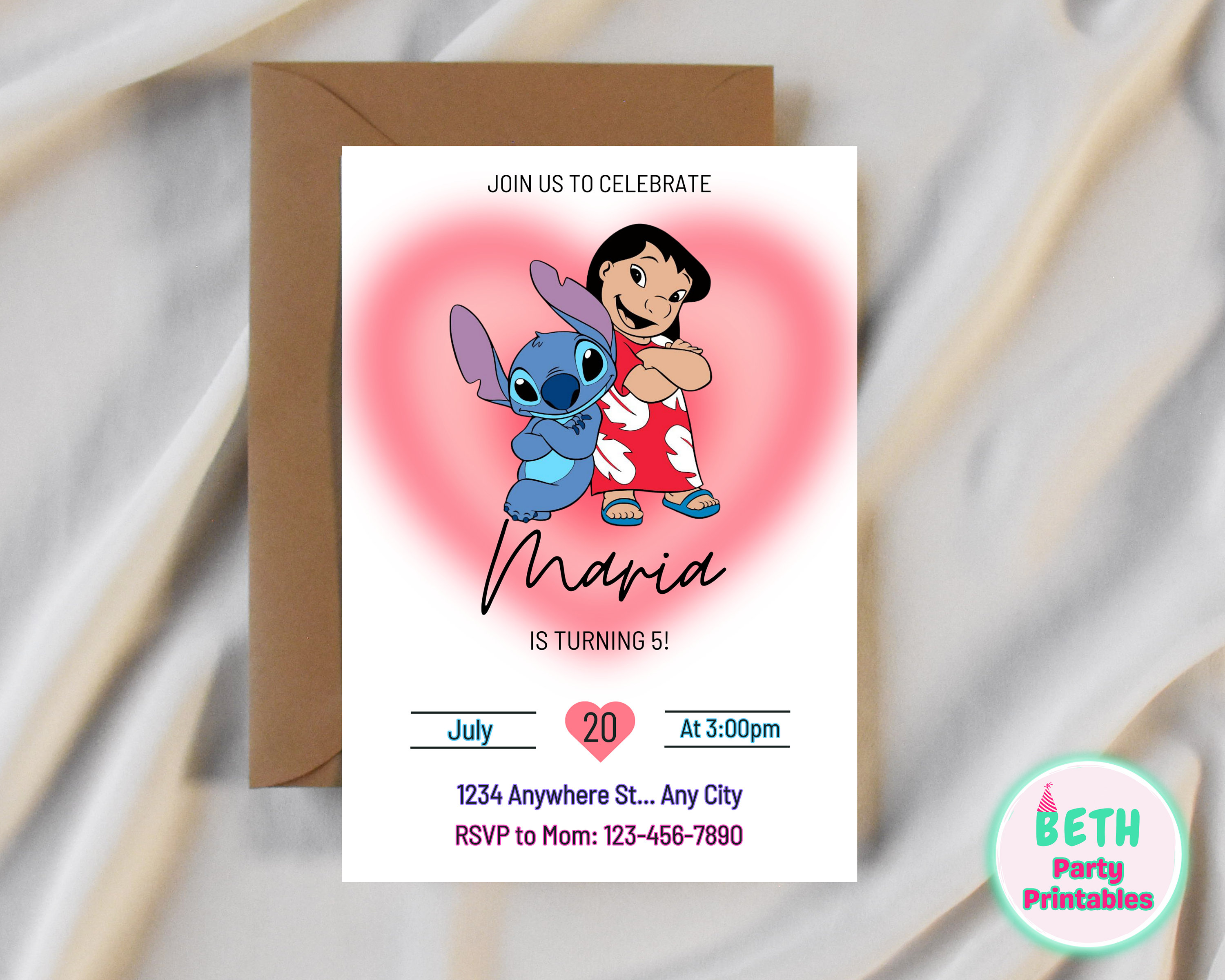 Personalized Stitch and Angel Birthday Party Invitation, Stitch ...