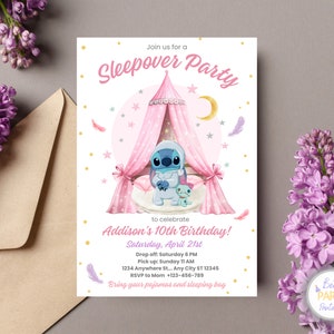 Personalized Stitch Sleepover Party Invitation, Stitch Birthday ...