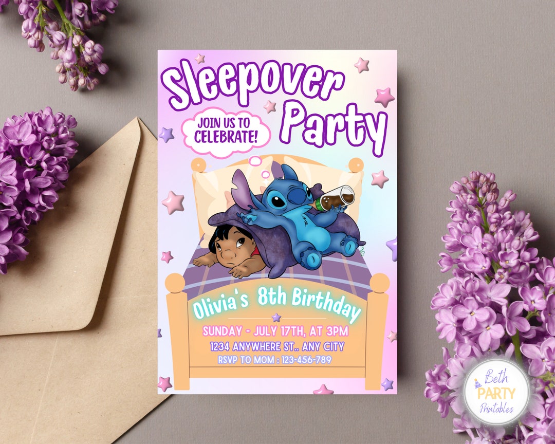 Personalized Stitch Sleepover Party Invitation, Stitch Birthday ...