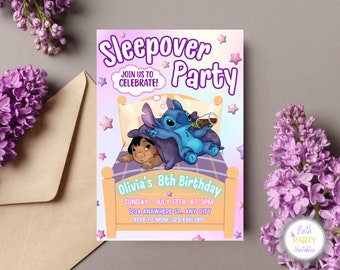 Personalized Stitch Sleepover Party Invitation, Stitch Birthday ...