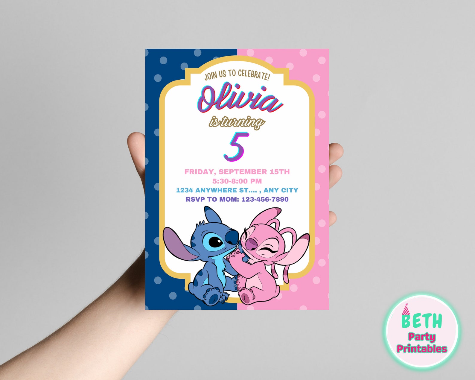 Personalized Stitch and Angel Birthday Party Invitation, Stitch ...