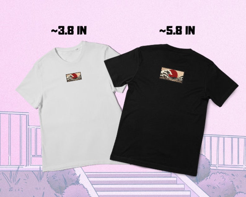 Japanese Waves Embroidery Design, Red Sun With Mountain Background, PES ...