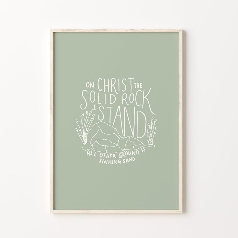 On Christ the Solid Rock I Stand Art Print Illustration, Line Drawing ...