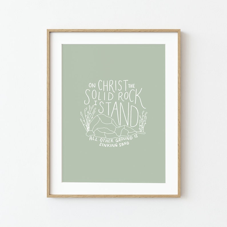 On Christ the Solid Rock I Stand Art Print Illustration, Line Drawing ...