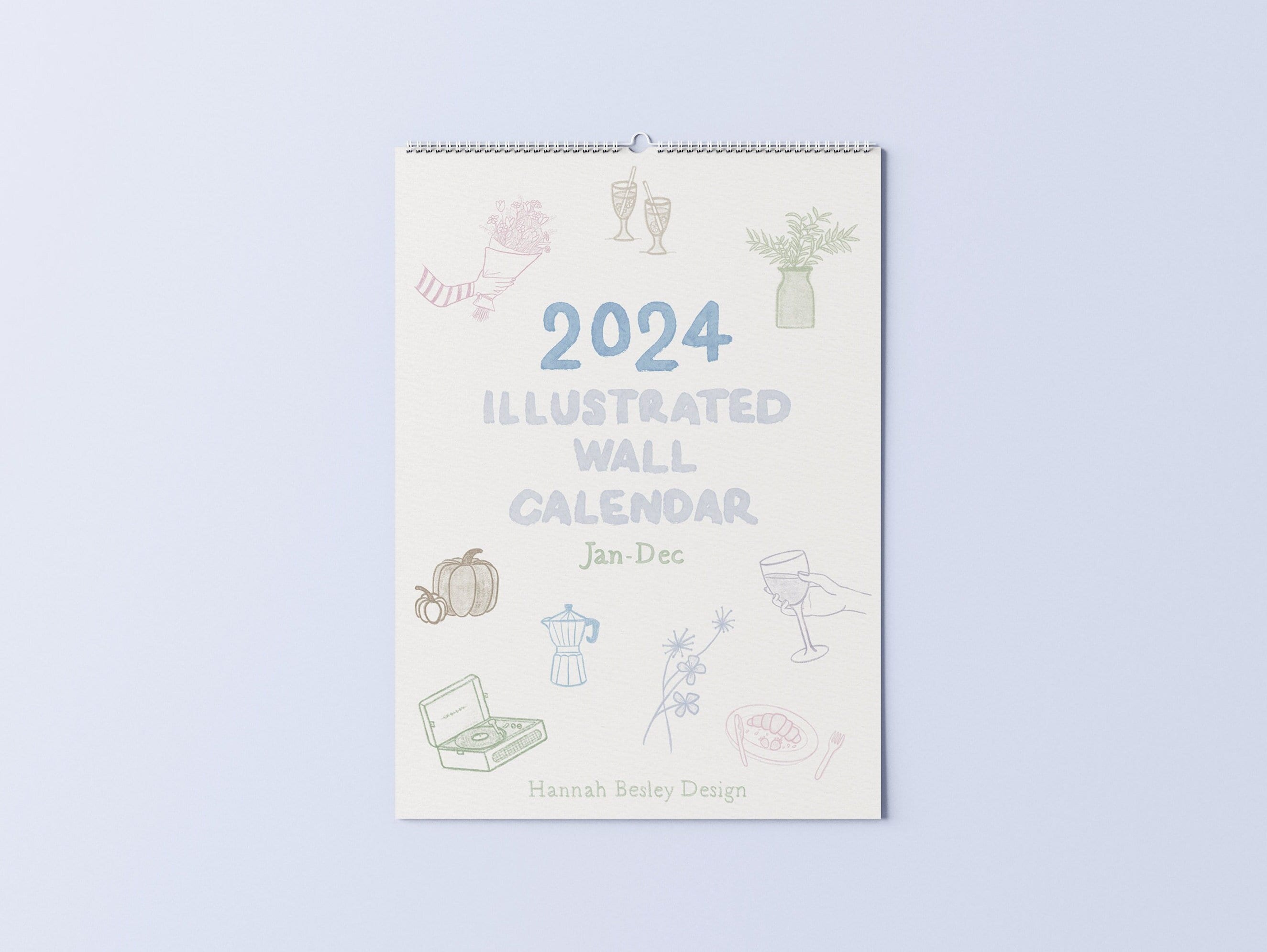 2024 Year Illustrated Wall Calendar A4 Single Page Spiral - Etsy
