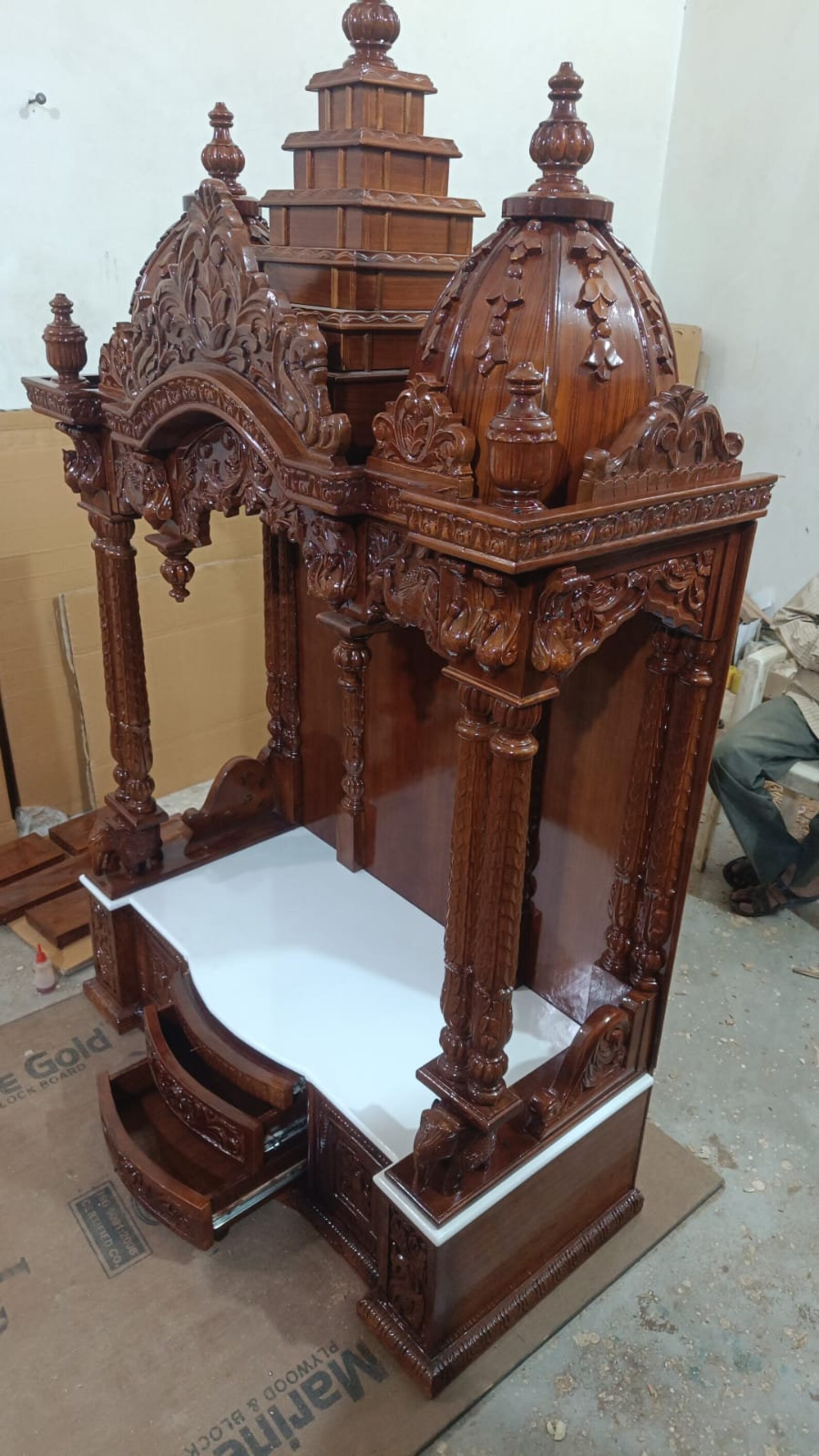 Wooden Home Temple Decor South Indian With Pooja Chowki Hindu Temple ...