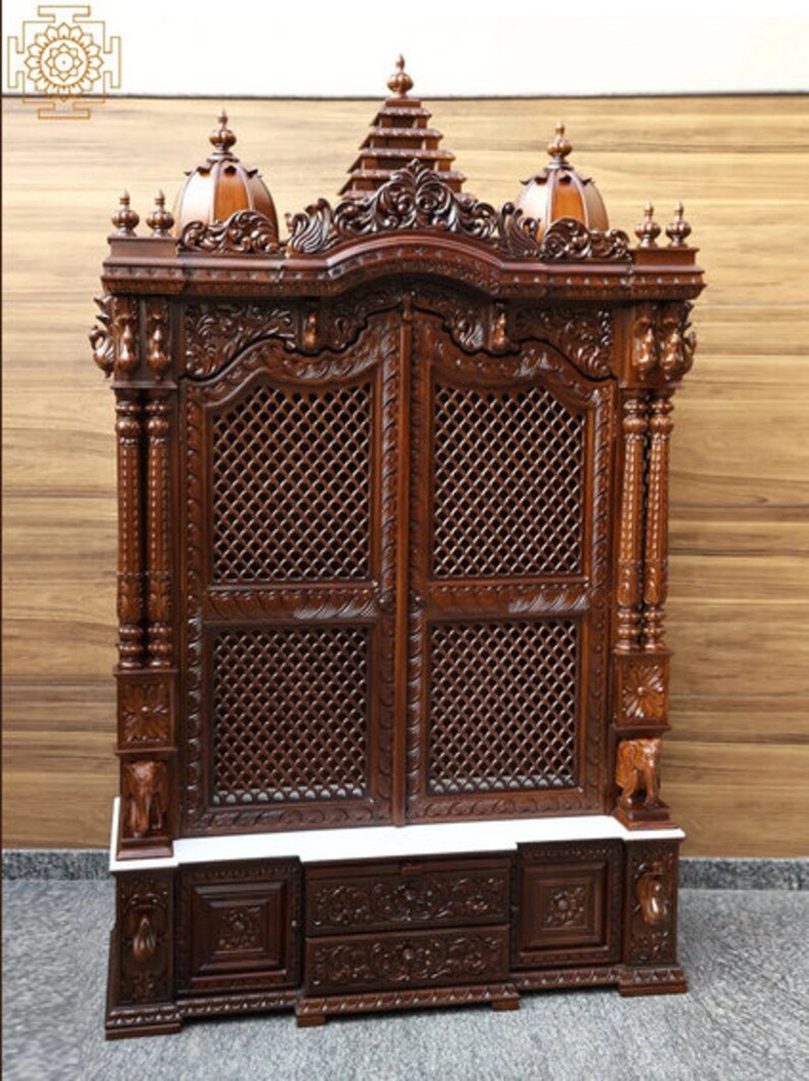 Teakwood Homemade Home Temple Puja Mandir Ghar With Door Teakwood ...