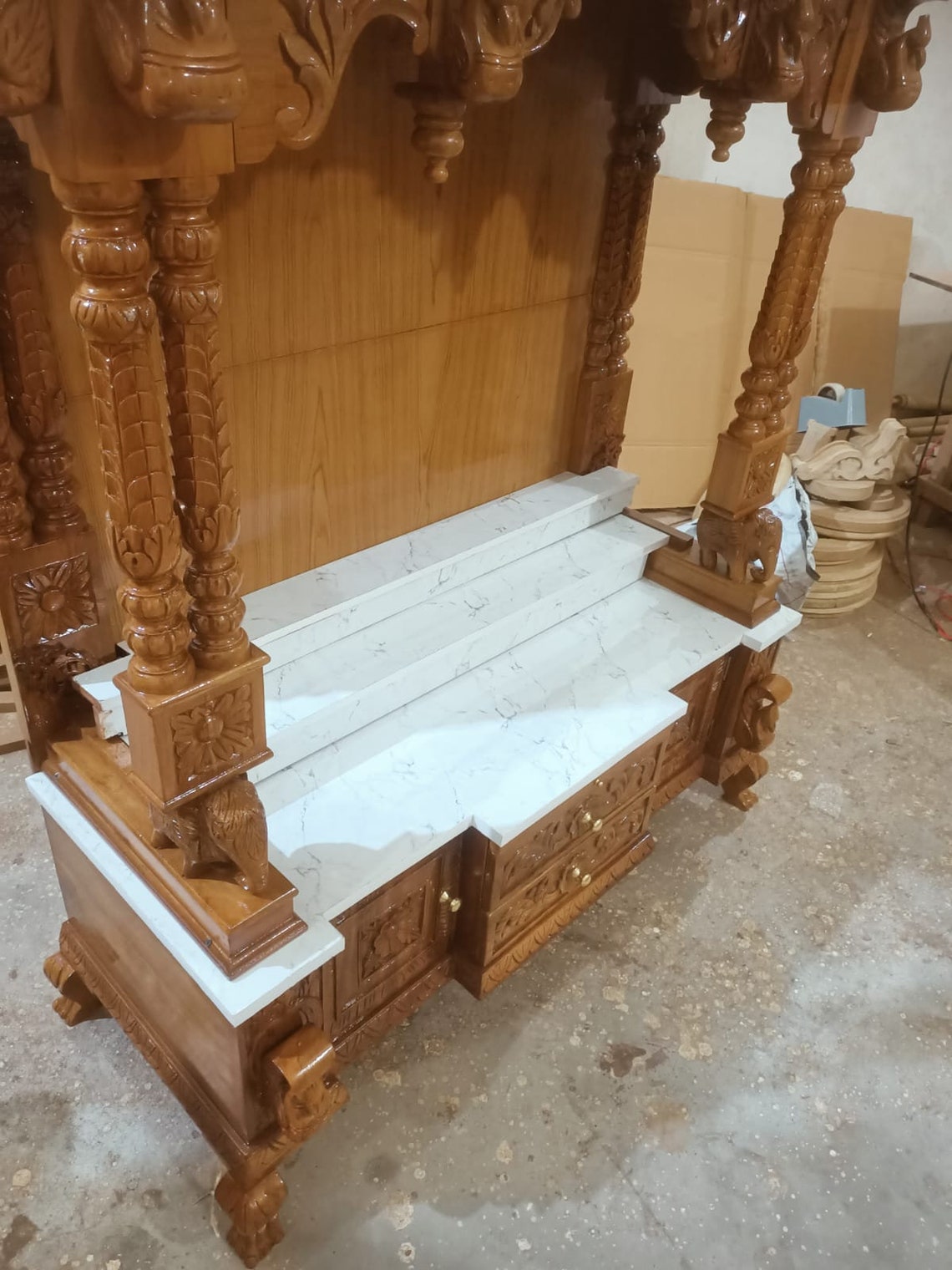 Teakwood Temple Handmade Temple Pooja Mandir Carving Mandir With ...