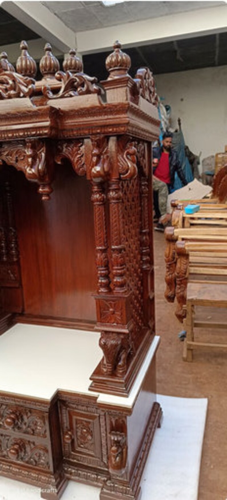 65 Carving Wooden Pooja Mandir Temple for Home and Office Handmade ...