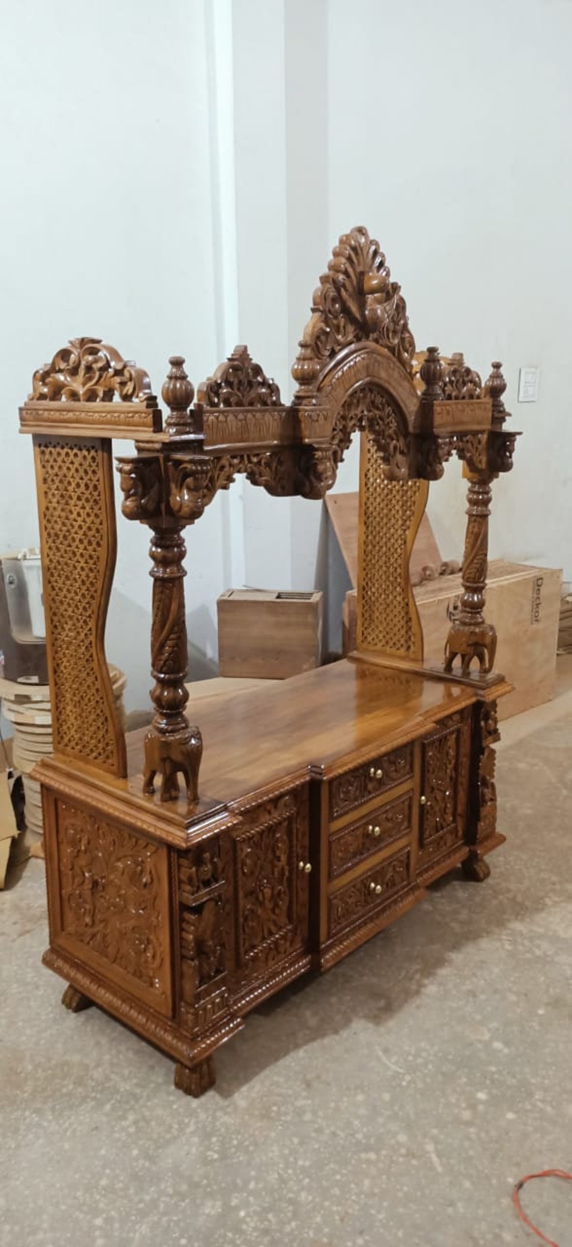 Wooden Home Temple for Home Handmade Temple Home Puja Mandir Handmade ...