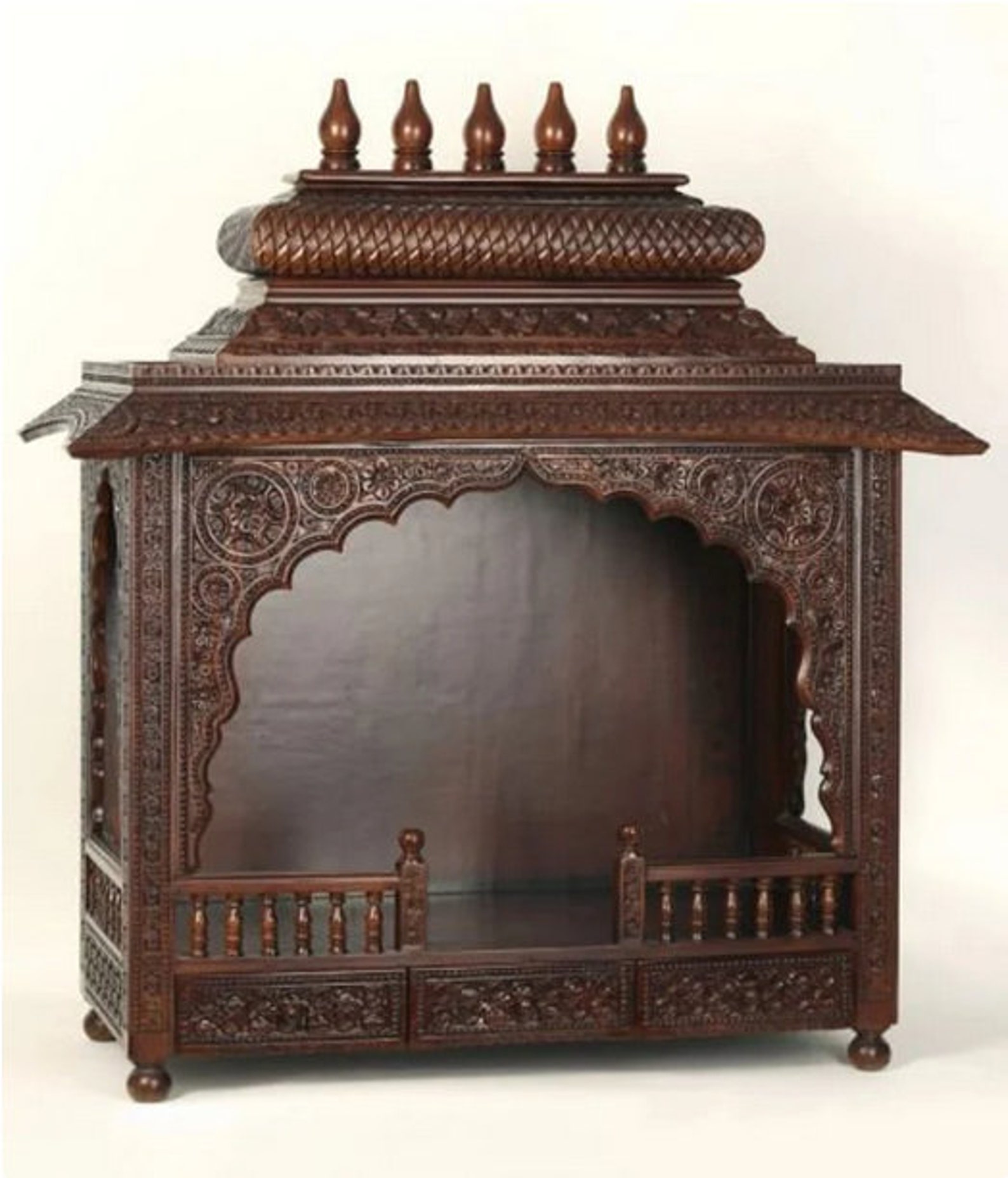 50''largewood Carved Designer , Carving Wooden Mandir Natural Pooja ...