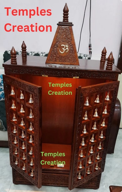 55 H, 36 W, 16 D Large Wooden Temple Solid Teak Wood Heavy Hand Carved ...