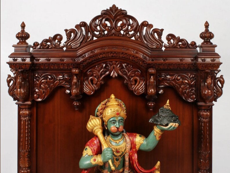 Wooden Hindu Home Temple Puja Mandir Ghar With Door Teakwood Temple ...