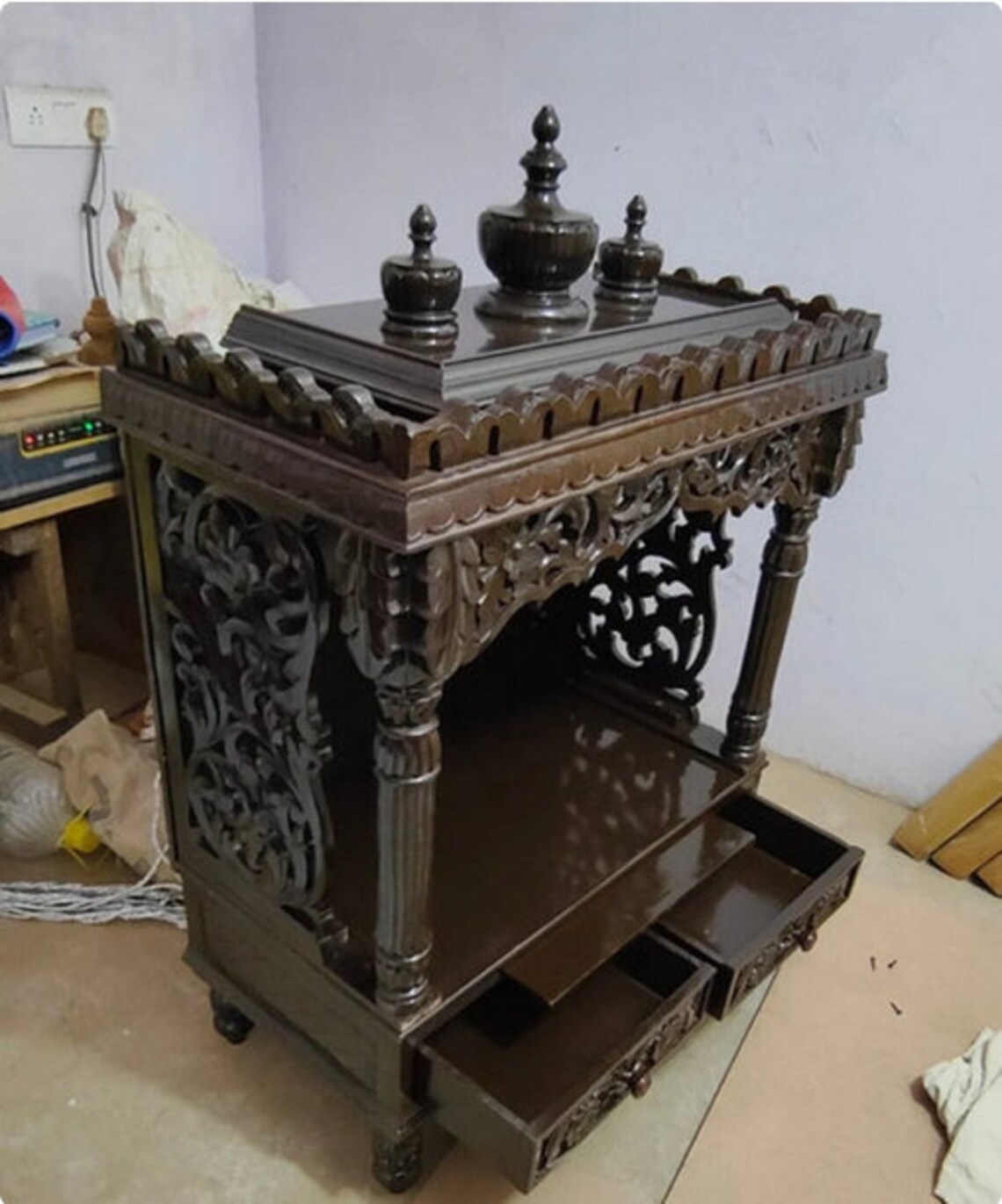 Wood Pooja Mandir Temple for Home Wooden Home Temple Worship Temple ...