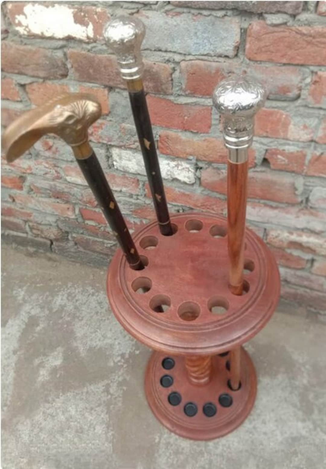 Wooden Wallking Stick Rack Stand for Canes Handmade Walking Stick Stand ...