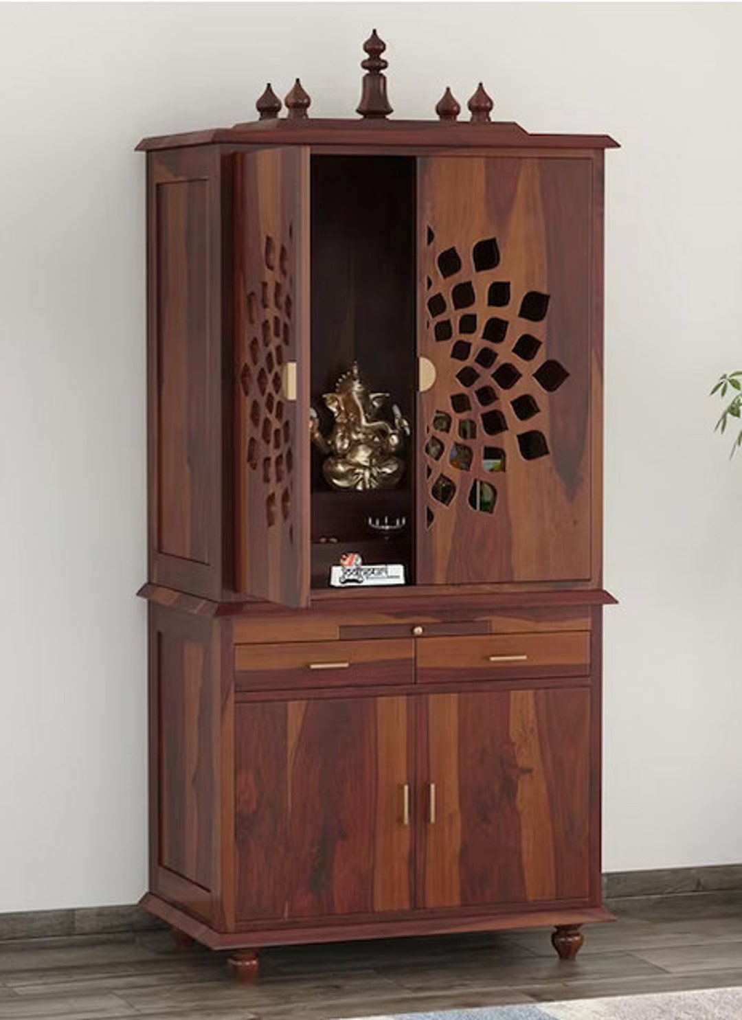 Carving Wooden Mandir Home Temple DHL Shipping Wooden Temple pooja Home ...