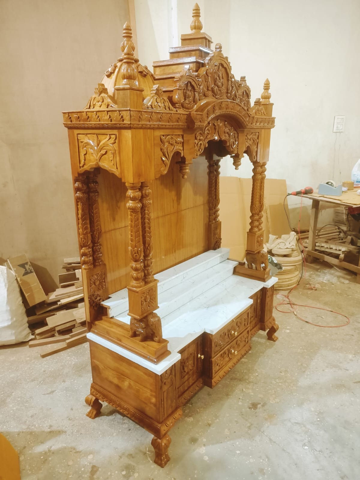 Teakwood Temple Handmade Temple Pooja Mandir Carving Mandir With ...