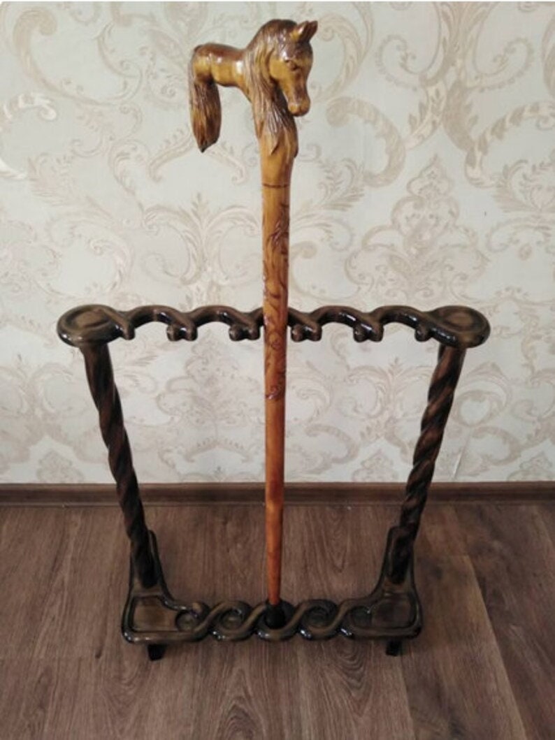 Gift Entryway Walking Stick Stand Cane Holder Wooden Walking Cane Stand ...